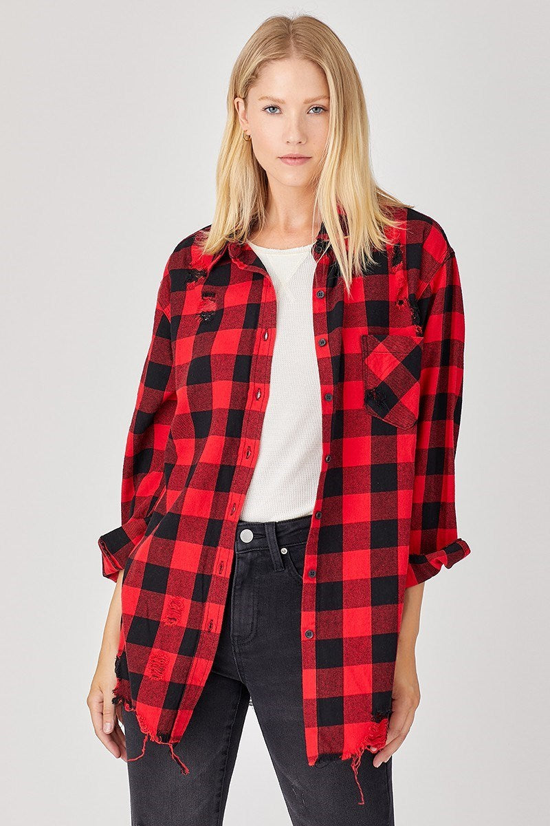 Risen- Red Plaid Flannel – Fearlessly Styled